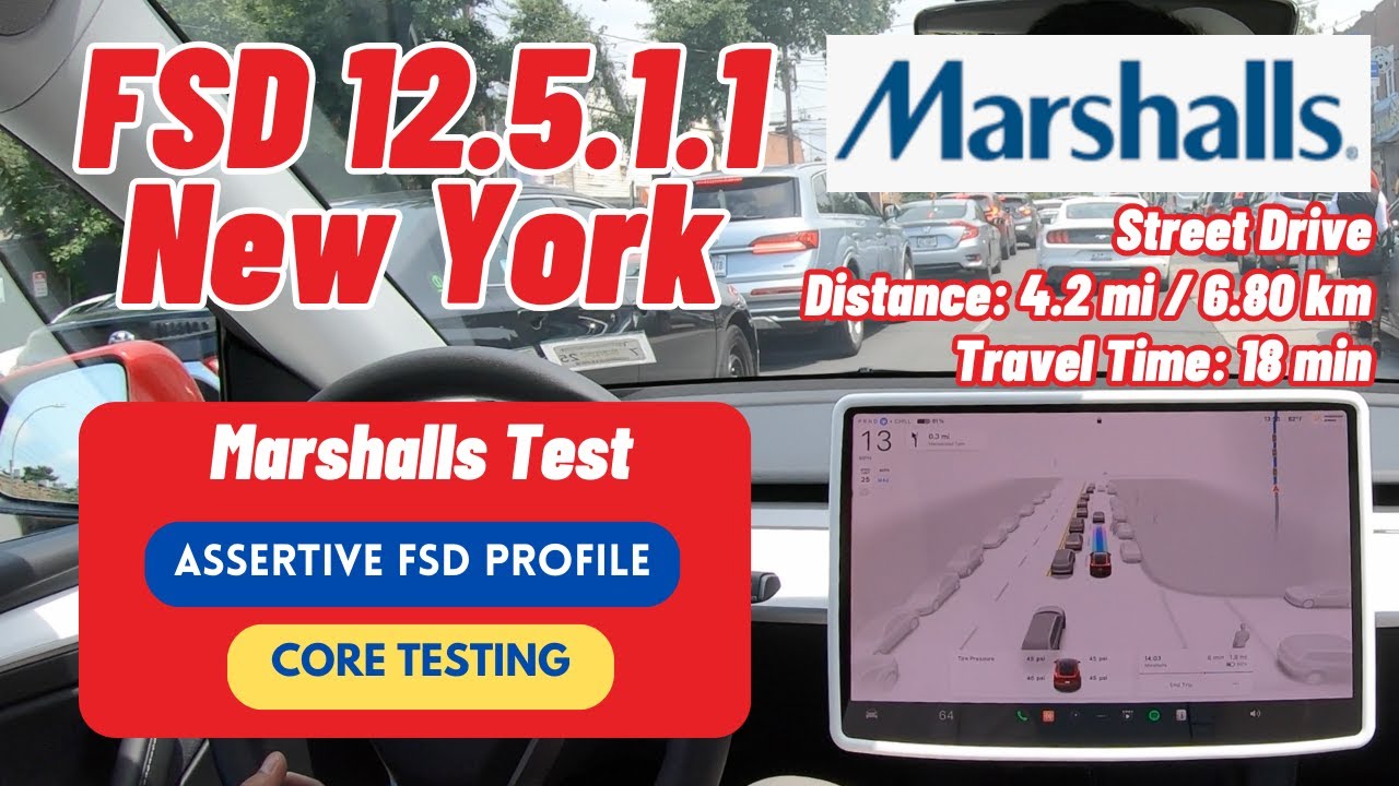 Tesla FSD Supervised v12.5.1.1 Marshalls Test | ASSERTIVE FSD Driving ...
