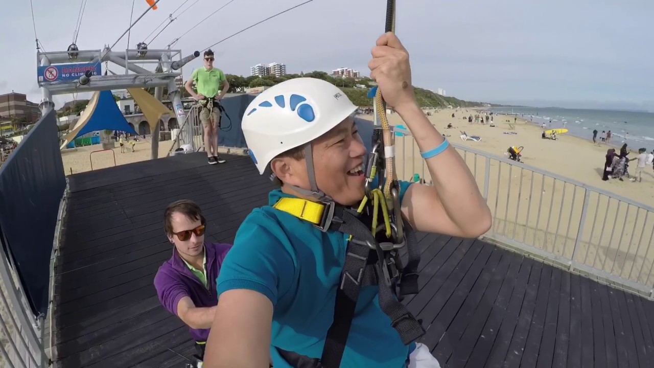 Bournemouth Pier Zip Line 1 Aug 2017 - YouTube