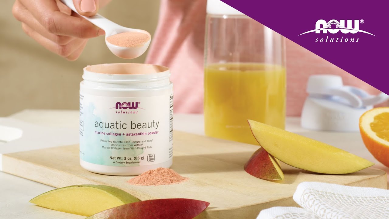 NOW® Solutions Aquatic Beauty Marine Collagen + Astaxanthin Powder with ...