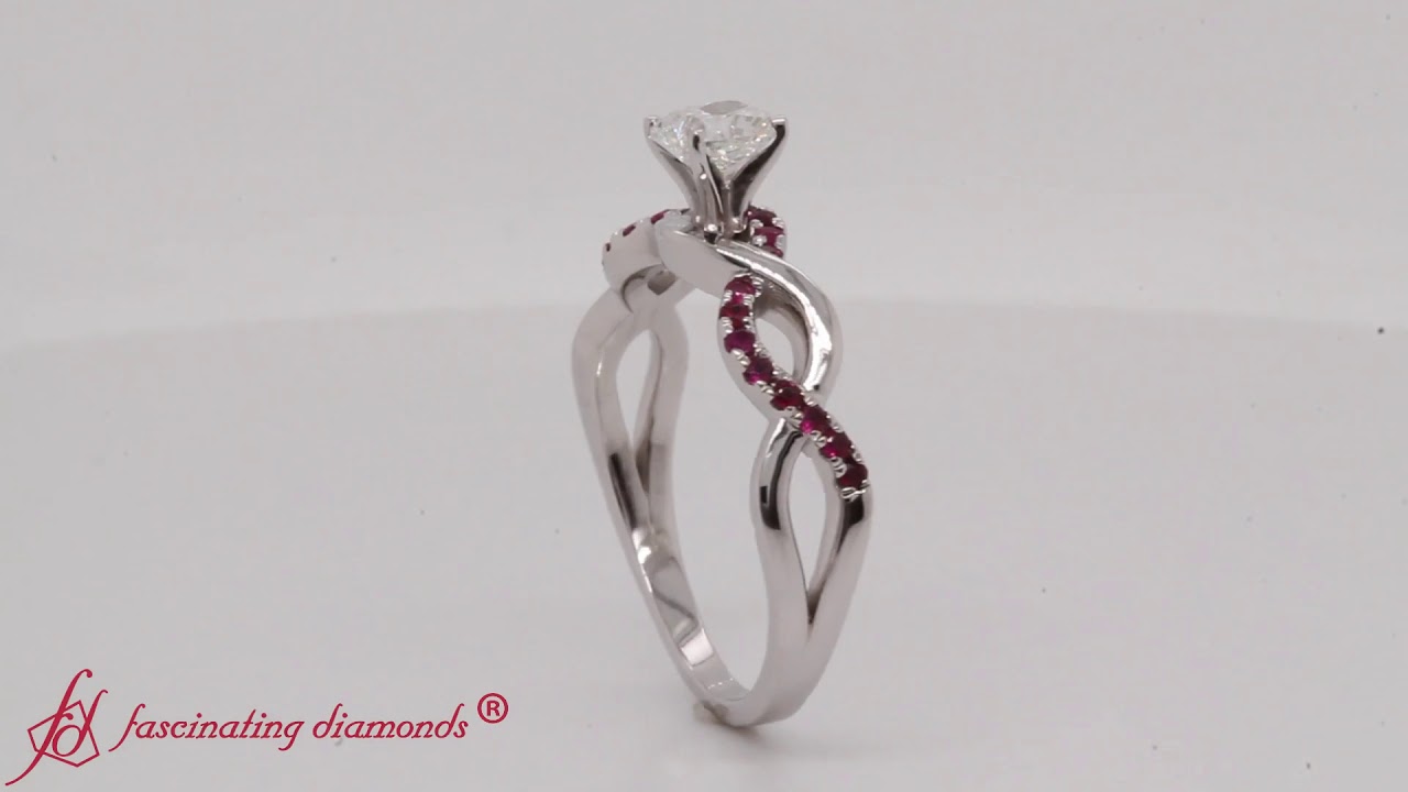 Cushion Cut Ruby Twisted Engagement Ring In White Gold-FD1122CUR - YouTube