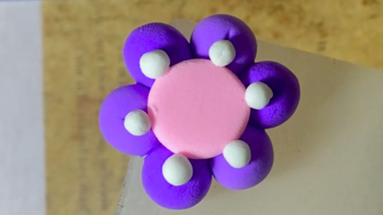How to make Clay Purple Flower 🌼 Handmade Flower with Clay | Easy Clay ...