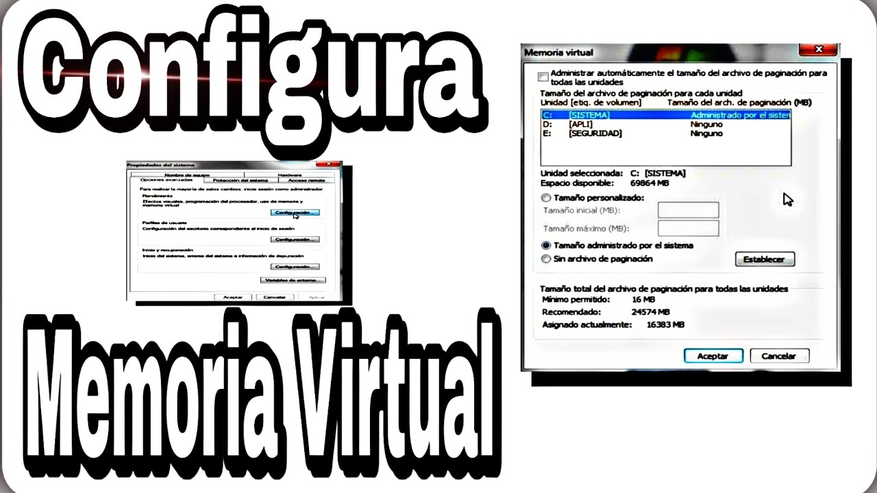 Como asignar memoria virtual a tu computadora o PC en todo los windows ...