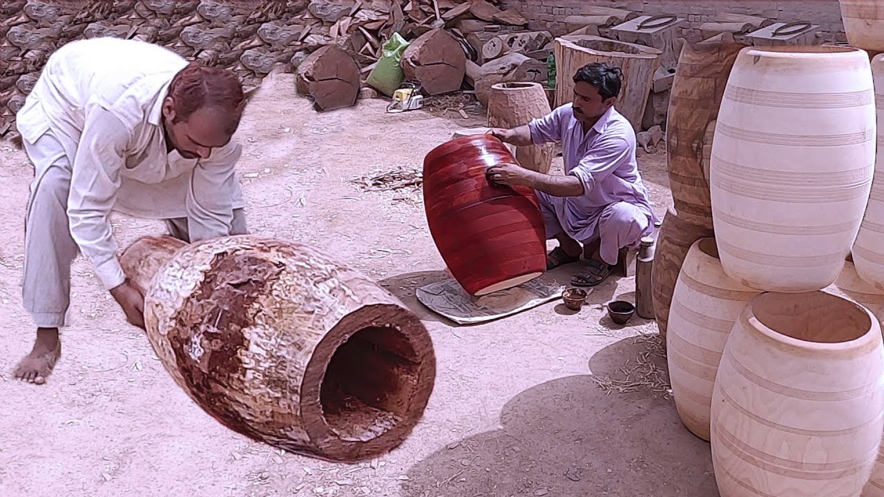 How Wood turning Process incredible technique talented Guy making a ...
