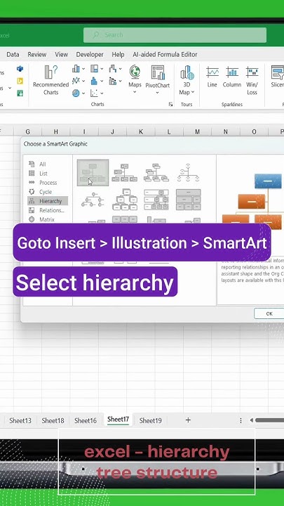how in excel hierarchy tree structure trick - YouTube