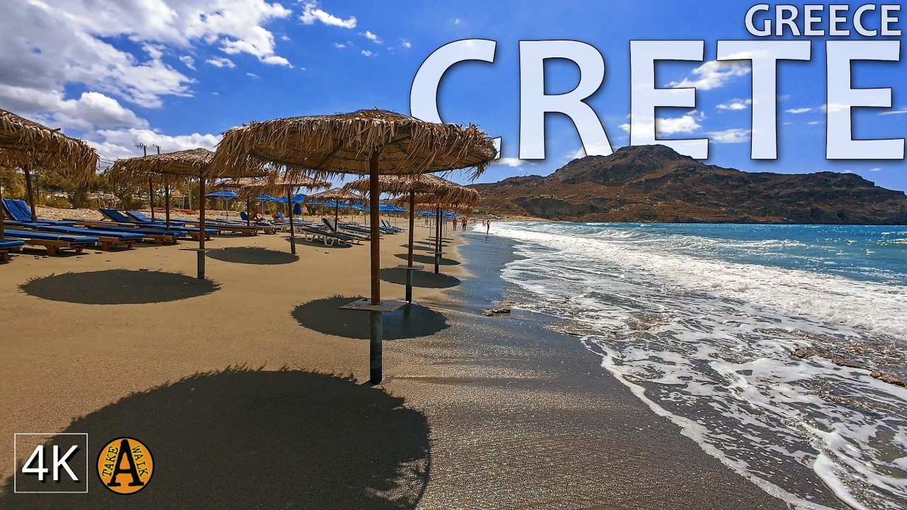 Crete, Greece, Plakias Beach - Relaxing Walk on a Sandy Beach, Sunny ...