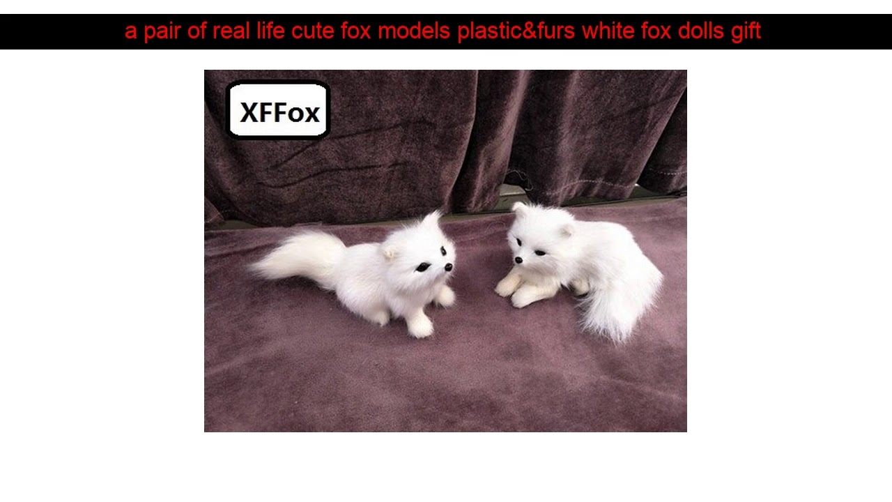 a pair of real life cute fox models plastic&furs white fox dolls gift ...