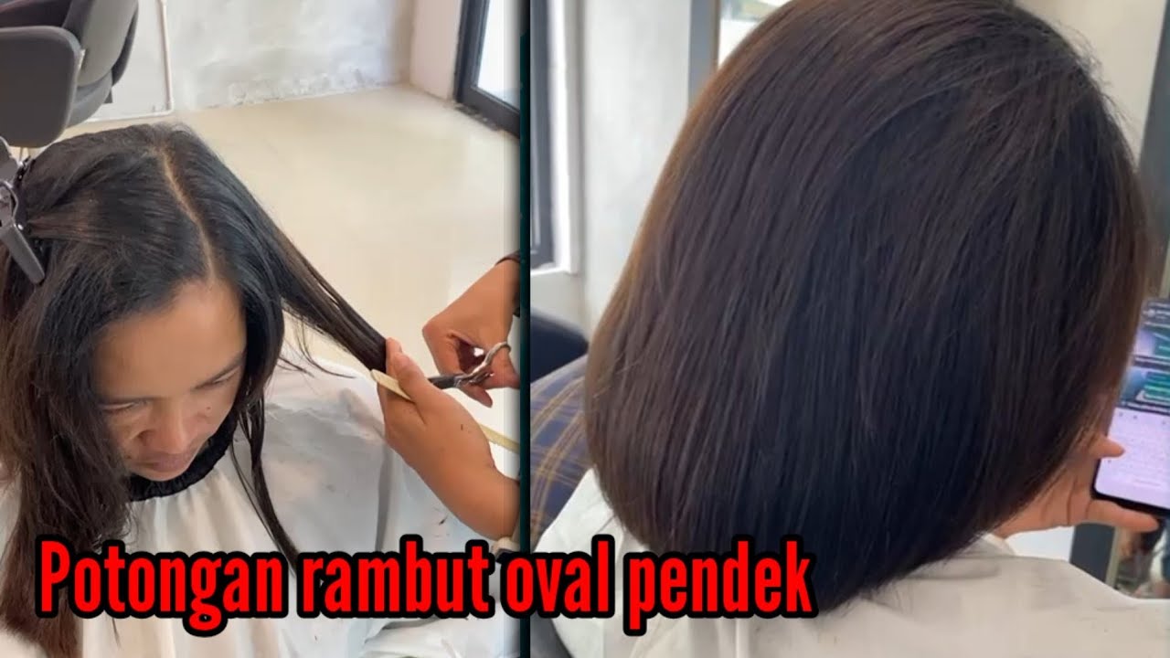 Model potongan rambut oval pendek - YouTube