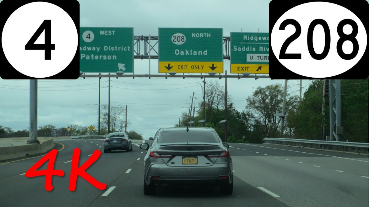 ⁴ᴷ NJ Route 4/NJ Route 208 north/westbound [4K VIDEO] - YouTube