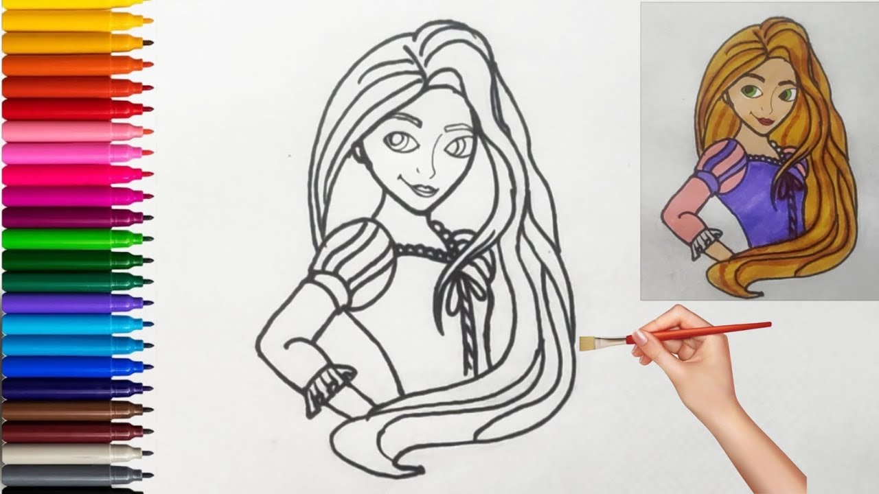 How to Draw Princess Rapunzel | Disney Tangled | Disney Princess ...