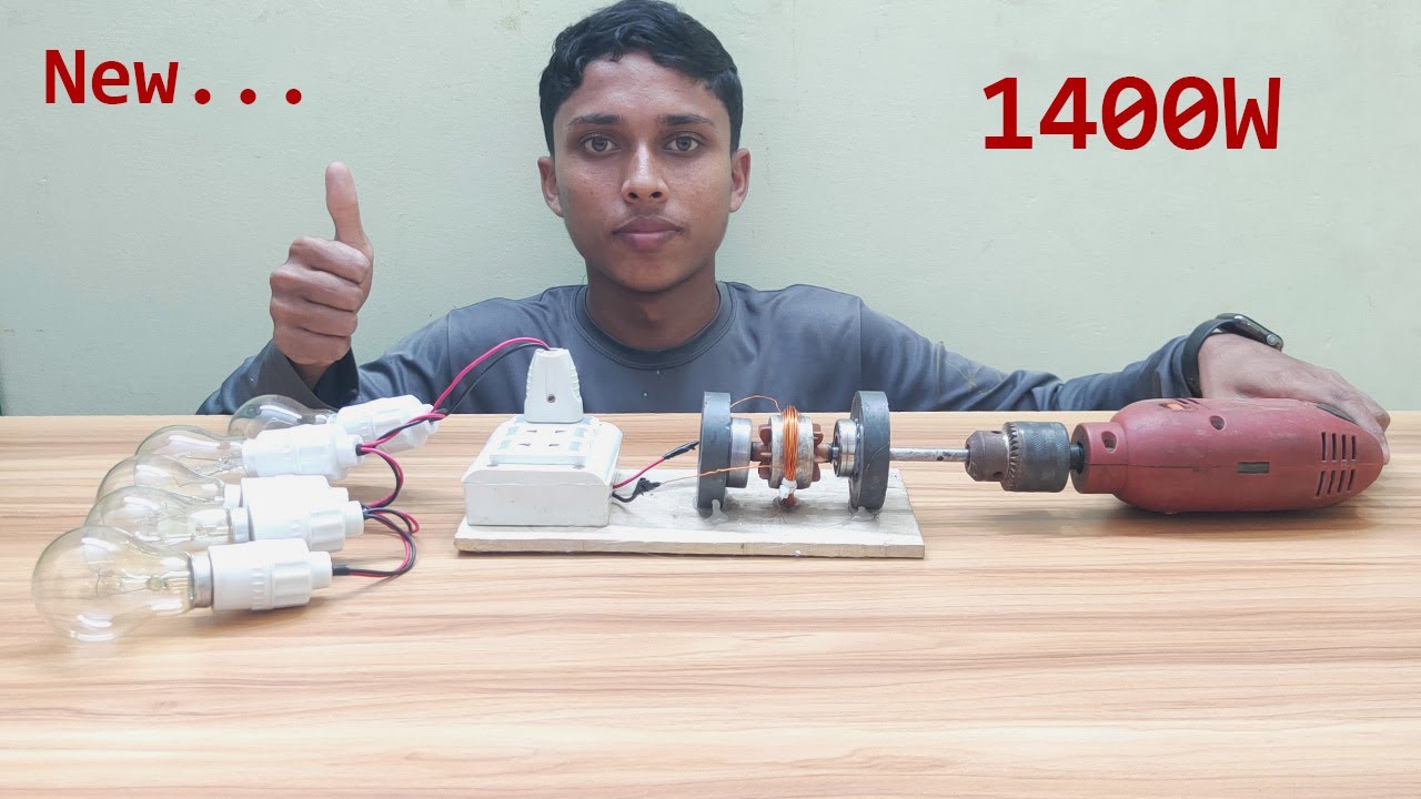 How to make electricity generator 220v with 1400w energy & magnet light ...