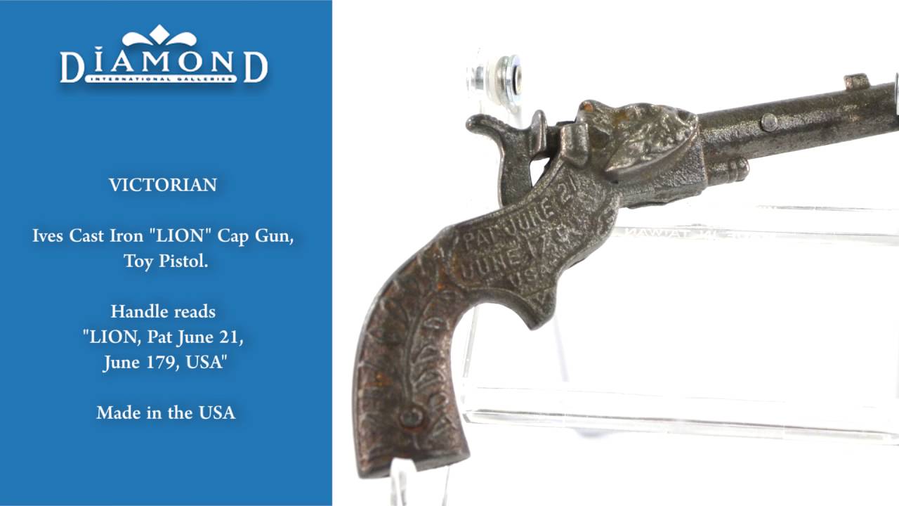 Victorian Ives Cast Iron Lion Cap Gun Toy Pistol - YouTube