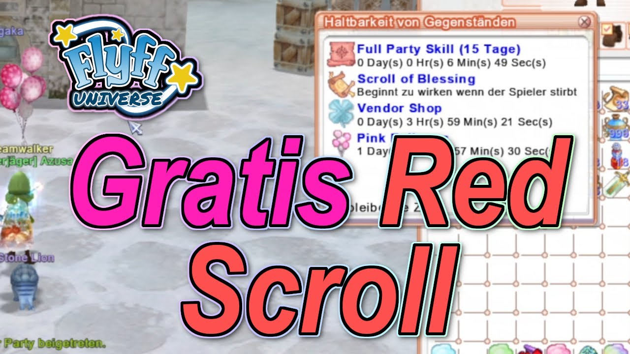 Flyff Universe - Gratis Red Scroll (7 Chars in der Nähe) lohnt sich? JA ...