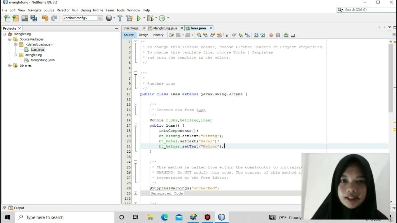 MENGHITUNG LUAS DAN KELILING LINGKARAN MENGGUNAKAN APLIKASI NETBEANS 8. ...