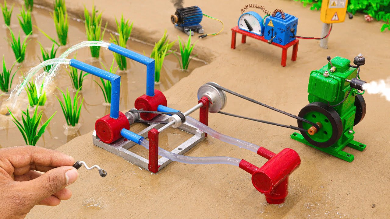 diy mini powerful two motor water pump science project ⁠@sanocreator ...