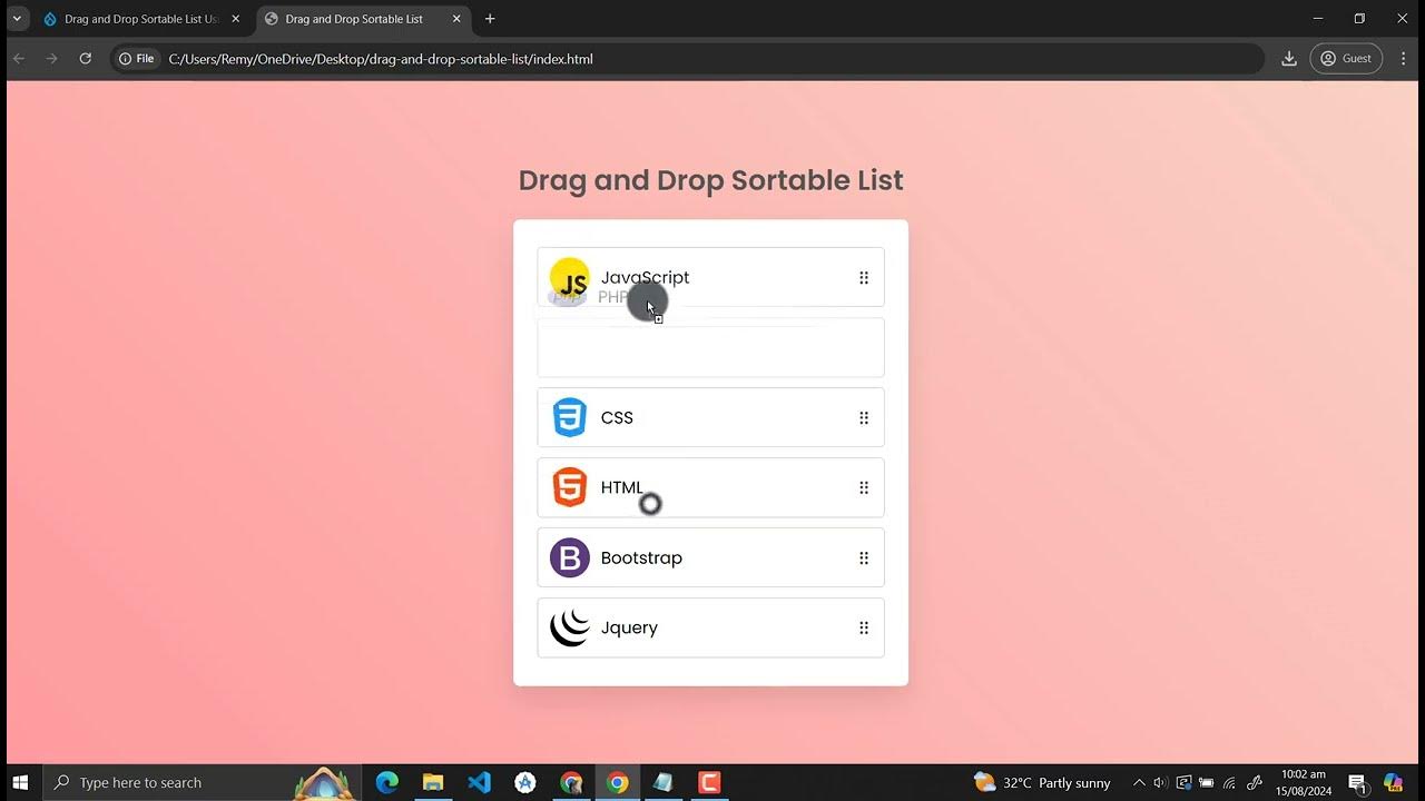 Drag and Drop Sortable List - YouTube