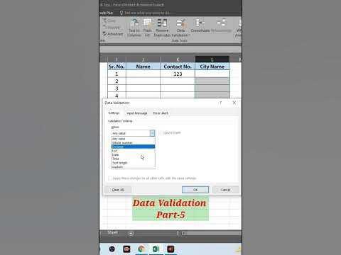 Allow only Text in Excel || Data Validation in Excel #shorts #datavalidation - YouTube
