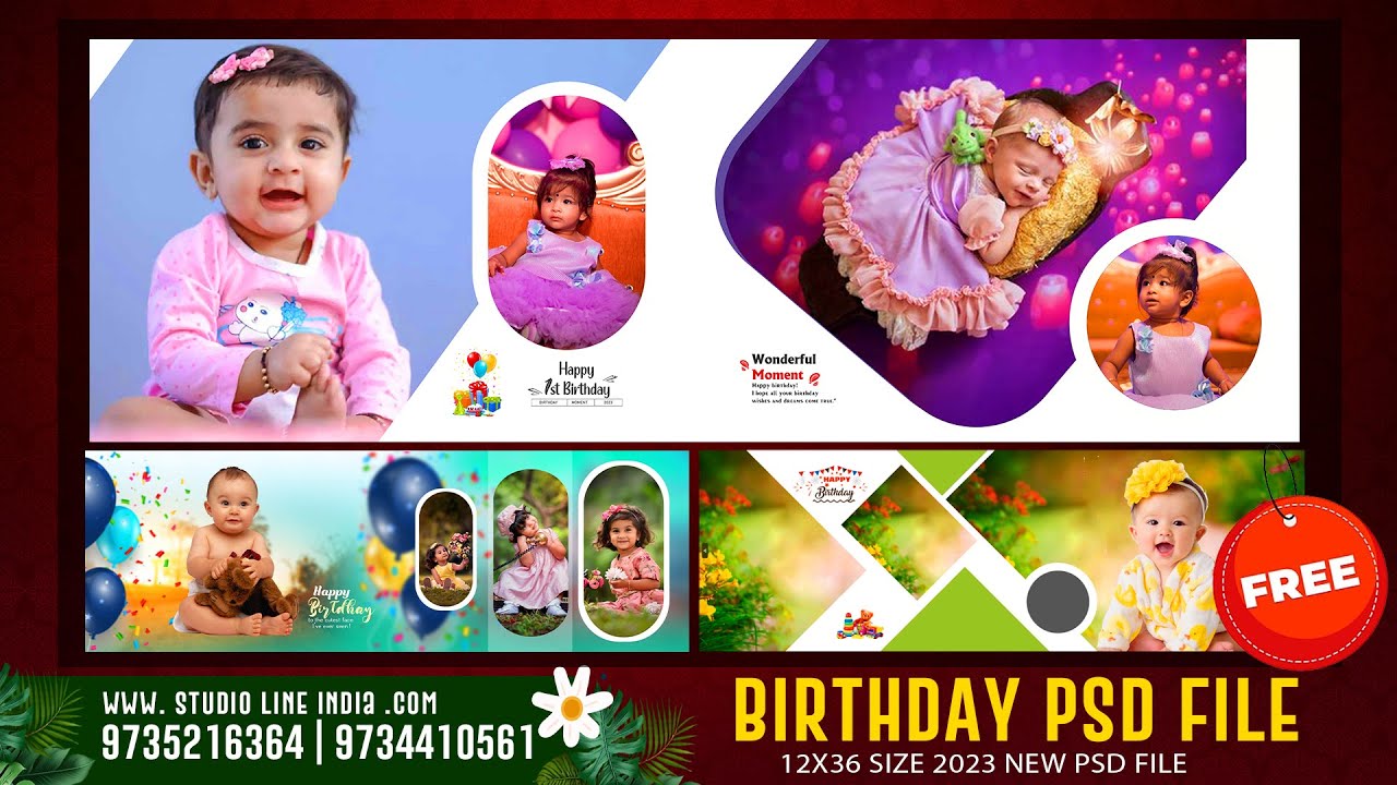 FREE DOWNLOAD BIRTHDAY ALBUM PSD || 2024 NEW 12x36 ALBUM PSD || STUDIO ...