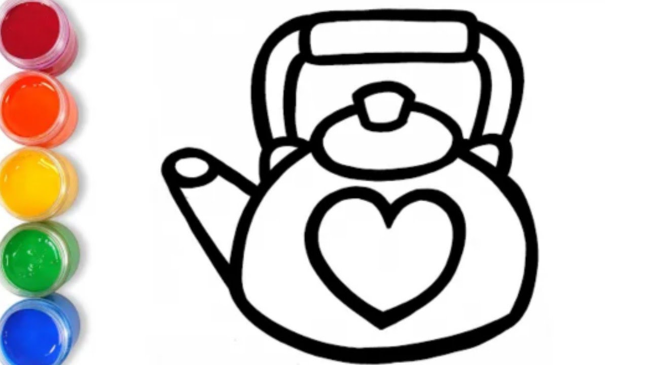 Let's learn and draw kettle for kids and toddlers | - YouTube