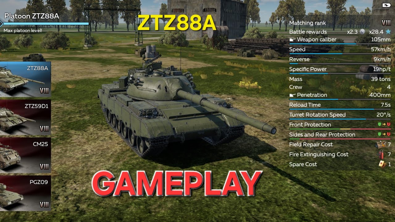 War Thunder mobile: ZTZ88A Platoon Gameplay - YouTube