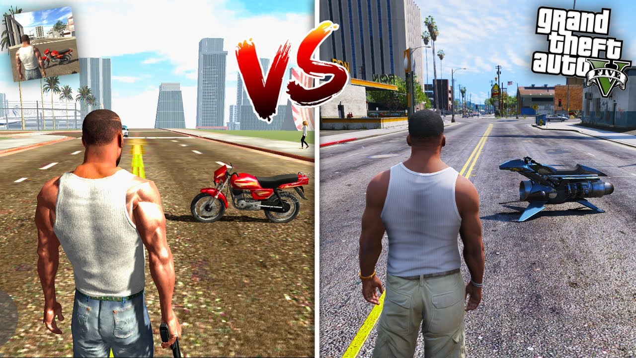 GTA 5 vs Indian Bike Driving 3D - YouTube