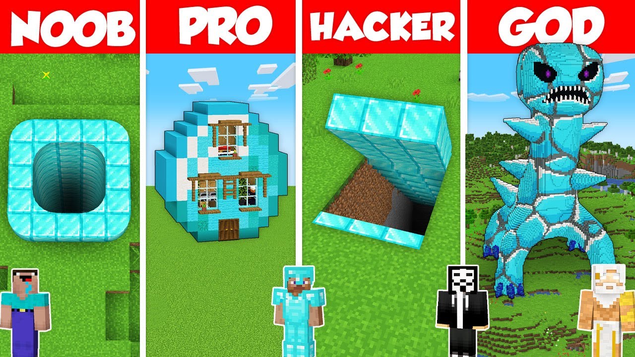 SECRET DIAMOND HOUSE BUILD CHALLENGE - Minecraft Battle: NOOB vs PRO vs ...