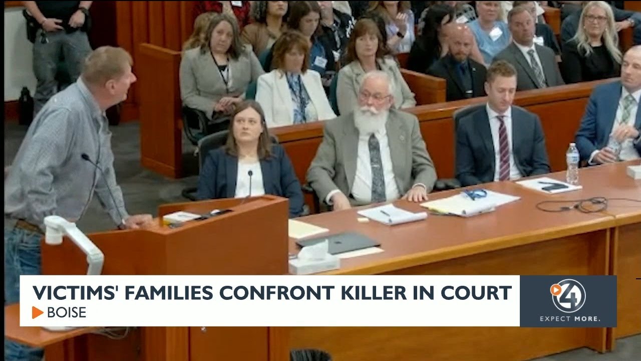 Victims' families confront killer in court - YouTube