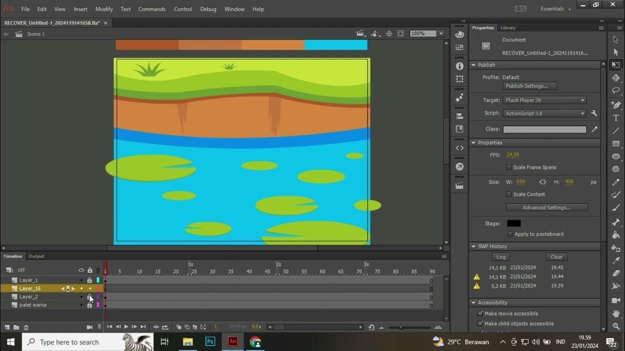 Membuat efek air hujan menggunakan Adobe Animate - YouTube