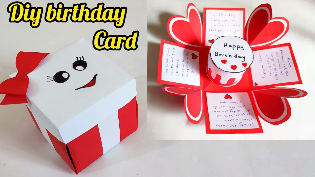 Diy birthday card/origami paper box - YouTube