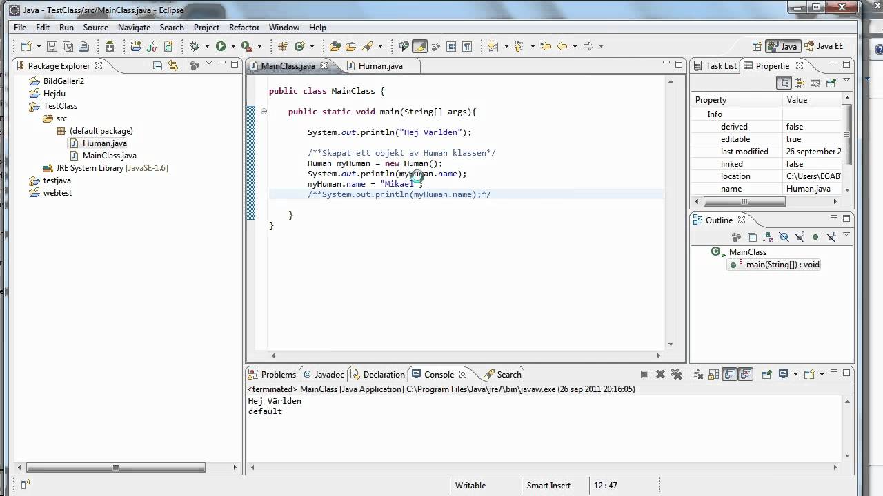 Programmering Android Java Syntax Class Del 3avi Youtube 9473