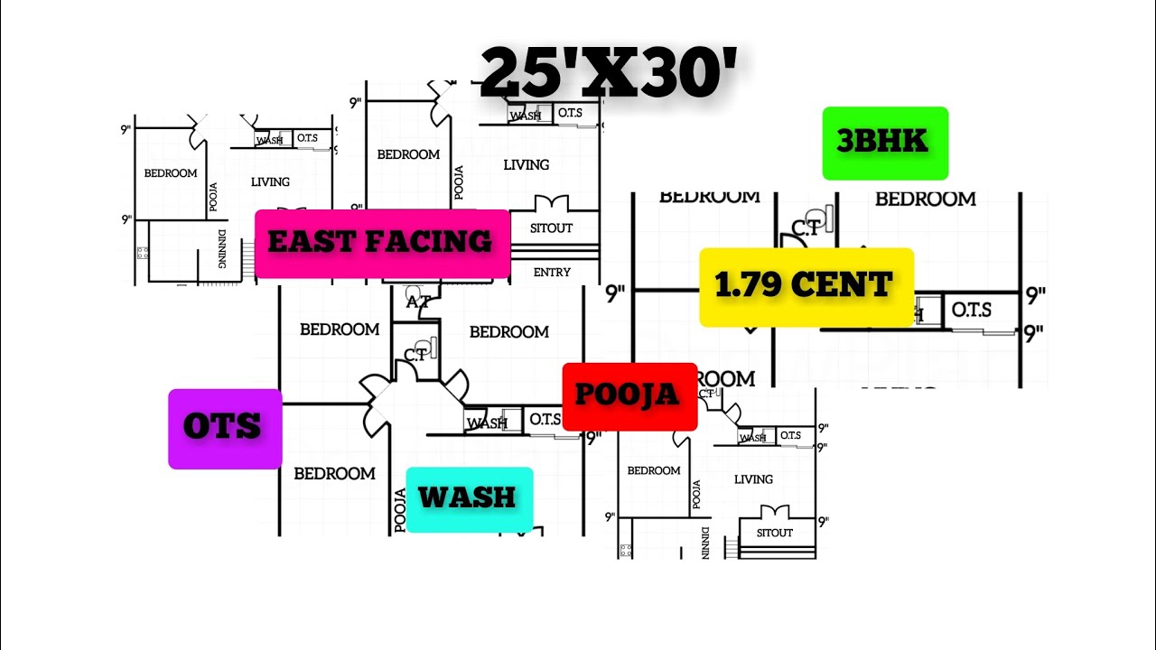 🔴 25'X30' | 3BHK | East Facing | Pooja | Wash | OTS | Floor Plan | # ...