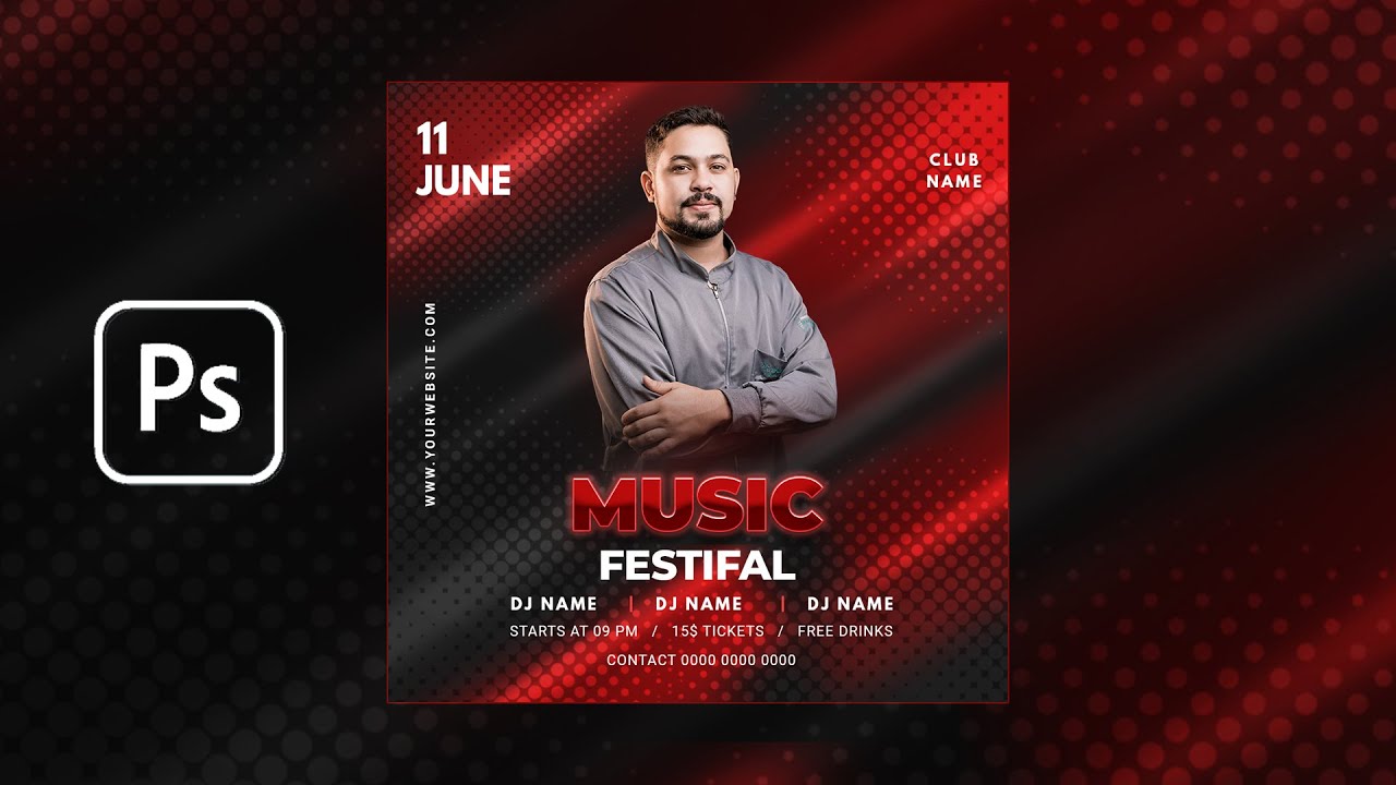 Photoshop Tutorial | Music Festival Social Media Banner Part 1 - YouTube