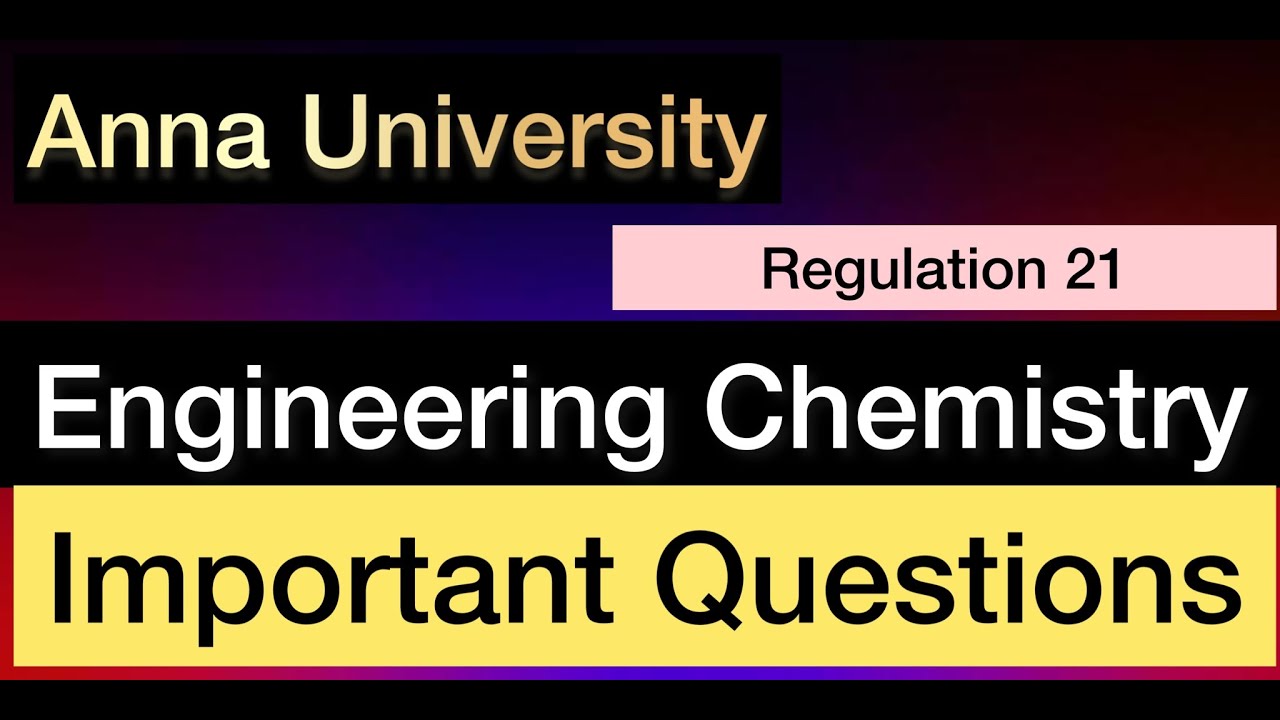 Engineering Chemistry Important Questions Anna University | Tamil - YouTube