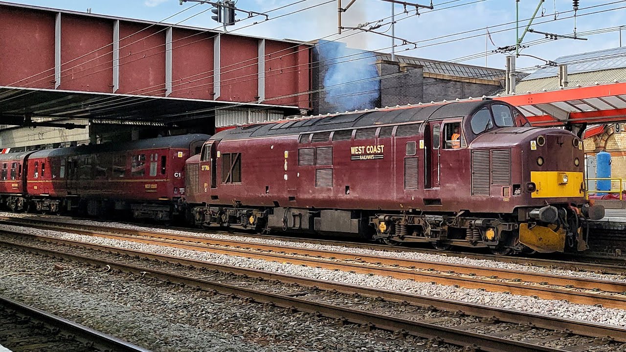 class 37 (37706) departs crewe the THRASH AND CLAG 17/07/2022 - YouTube