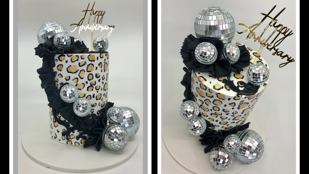 Leopard Print Disco Ball Cake - YouTube
