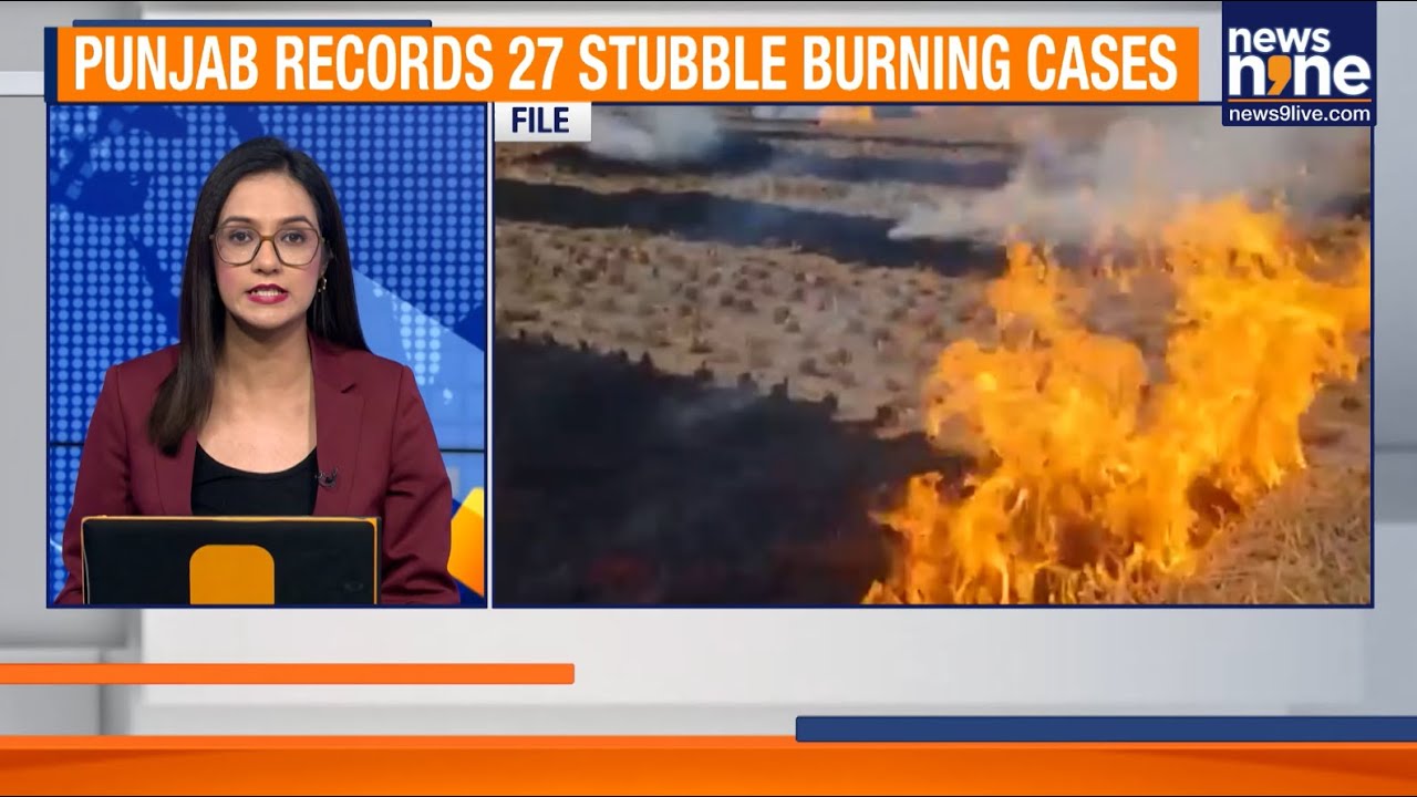 Punjab Records 27 Stubble Burning Cases Ahead of Winter | News9 - YouTube