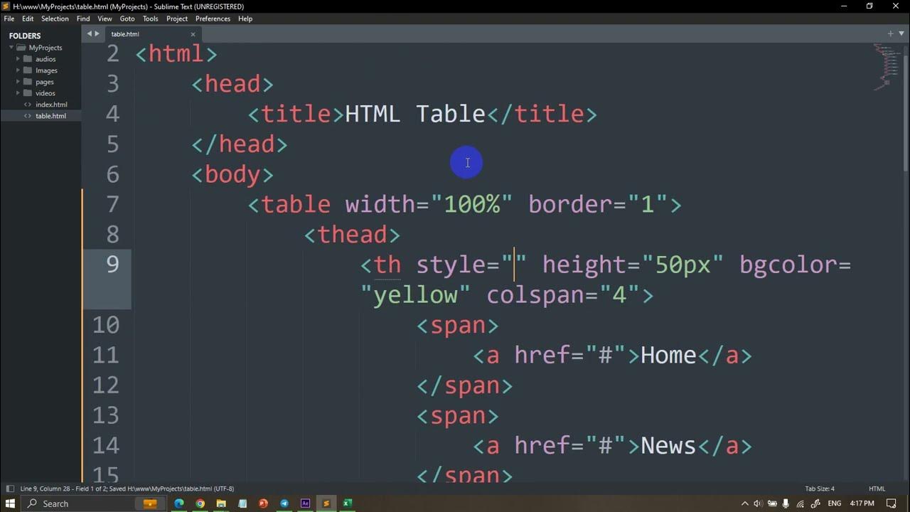 Use table design layout in HTML | ThiaReuth - YouTube