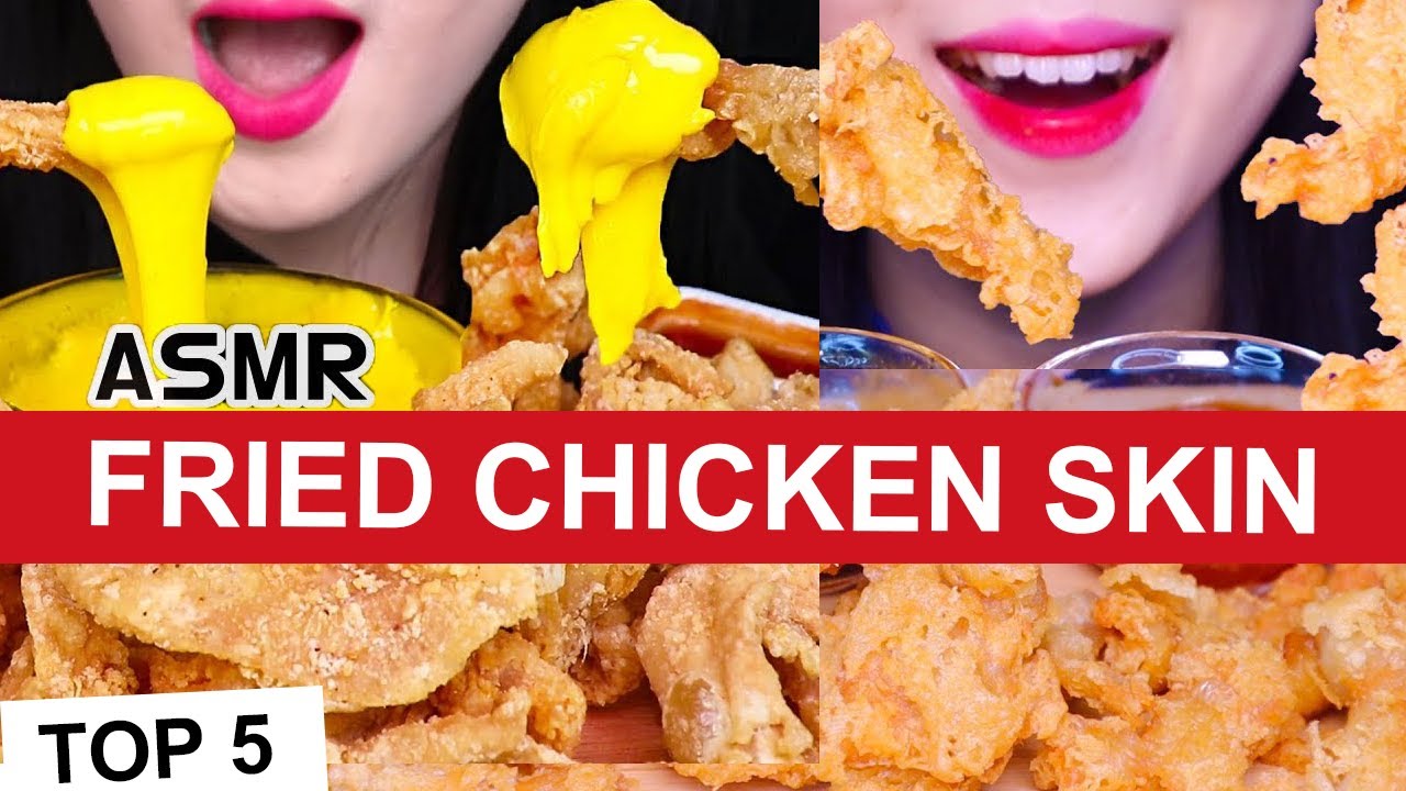TOP 5🍗 FRIED CHICKEN SKIN MUKBANG ASMR KFC CHICKEN SKIN 닭껍질튀김 리얼사운드먹방 ...