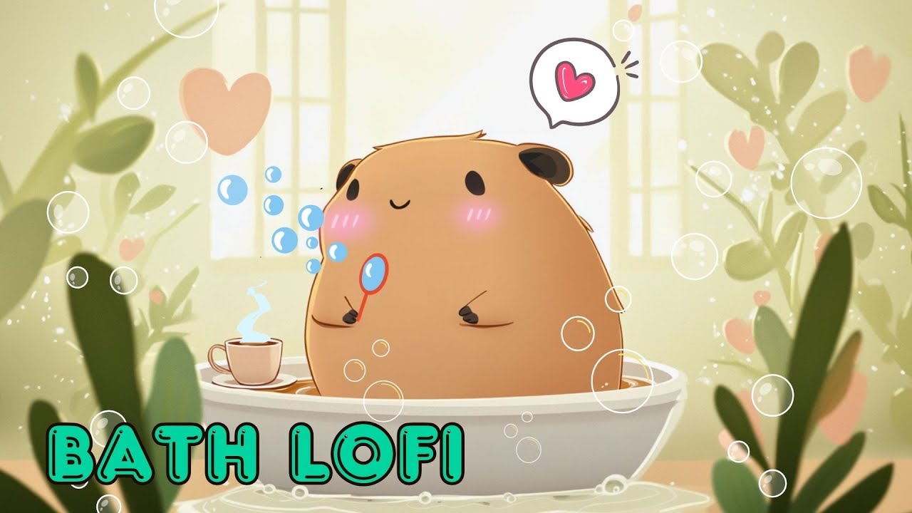 1 Hour Happy and Cute Music | Bath Lofi | Peaceful, Aesthetic, Soothing ...
