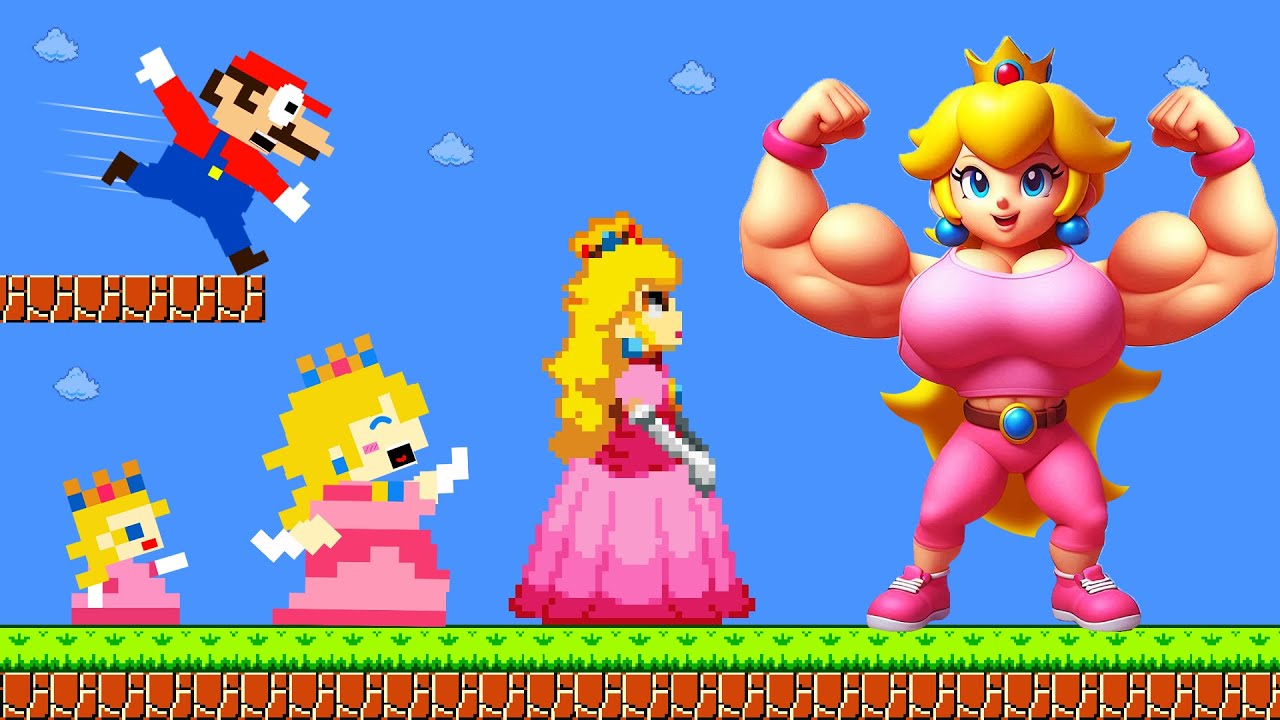 Super Mario but Mario ESCAPES MUSCLE PEACH? - YouTube