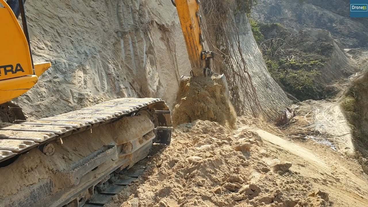 Tough Hill Cutting for a Mountain Road with JCB Excavator - YouTube
