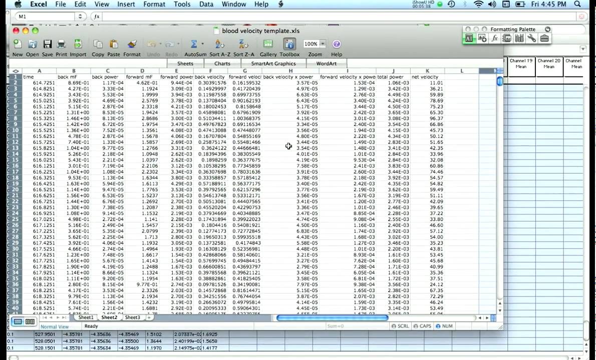 Blood velocity analysis with chart and excel - YouTube