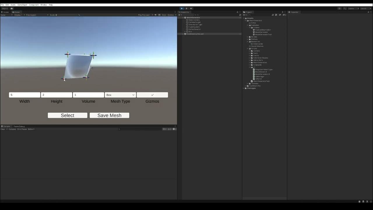 Generate, Edit and Save Mesh through playmode in Unity 3D - YouTube