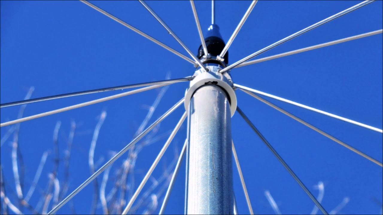 Discone Antenna mounted on my tower - YouTube