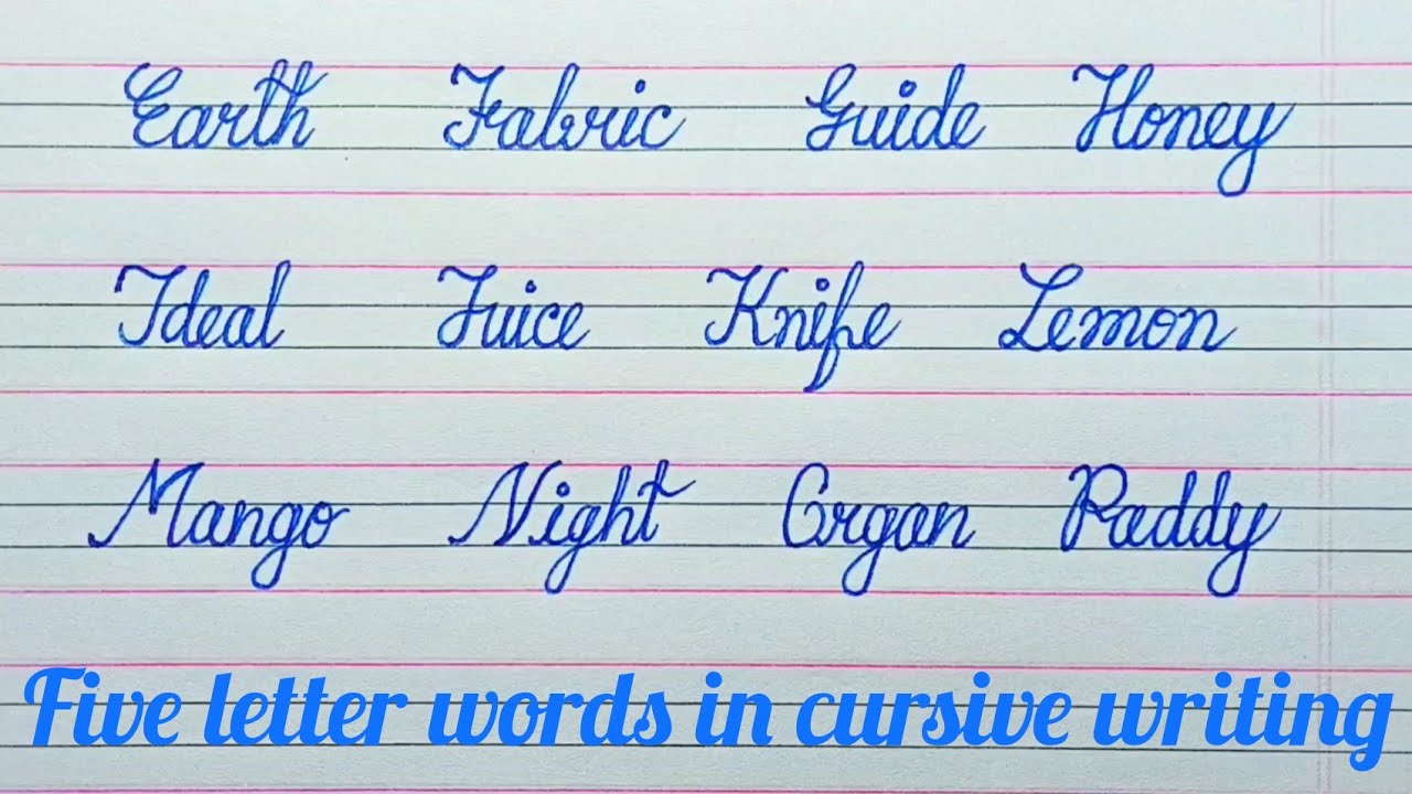 Five Letter Words English Writing Practice For Beginners Cursive five-letter-words-english-writing-practice-for-beginners-cursive