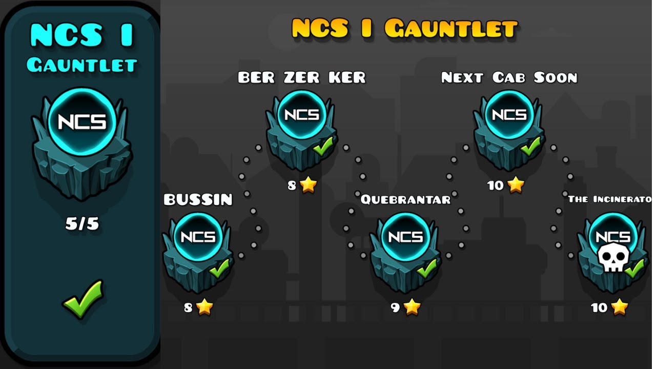 NCS I Gauntlet All Levels | Geometry Dash 2.2 - YouTube