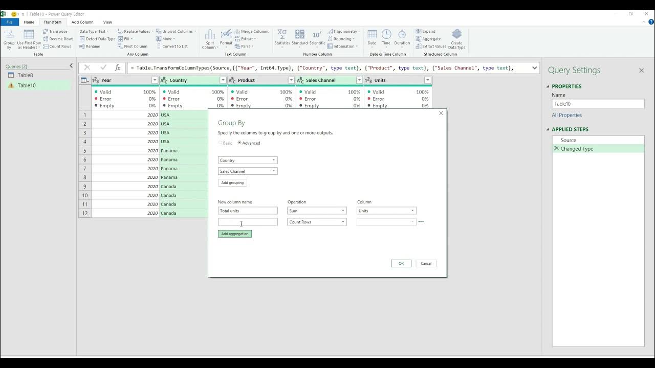 [Power Query] Grouping or summarizing rows - YouTube