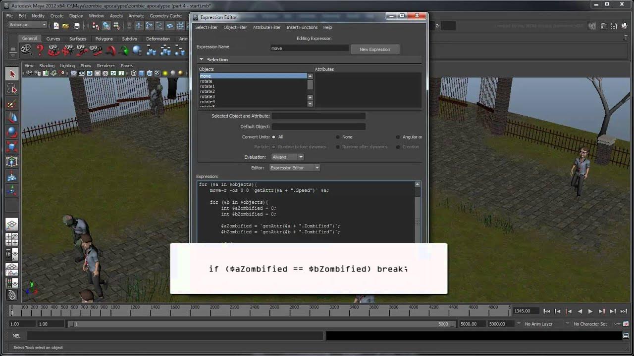 Creating a zombie simulation using MEL - Part 4 - YouTube