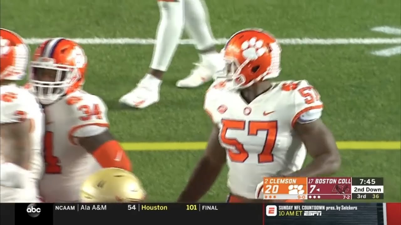 Tre Lamar (Clemson LB #57) Vs. Boston College 2018 - YouTube