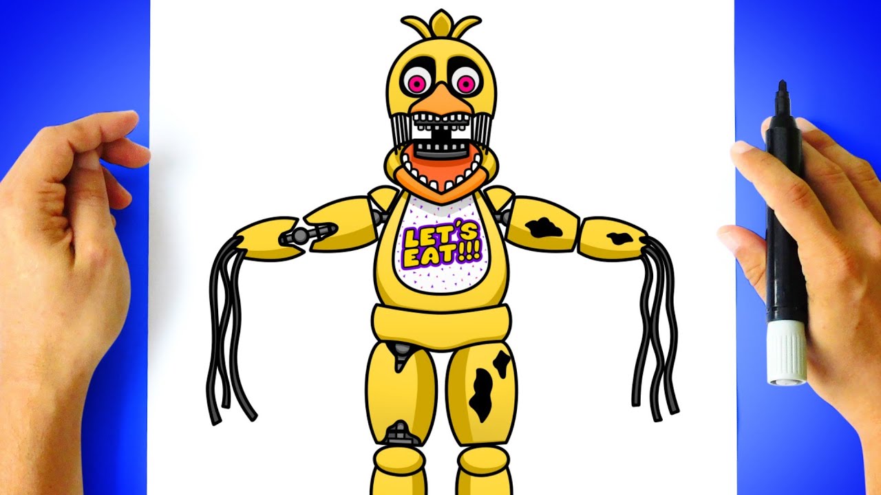 How to DRAW WITHERED CHICA - Five Nights at Freddy's - FNAF 2 - YouTube