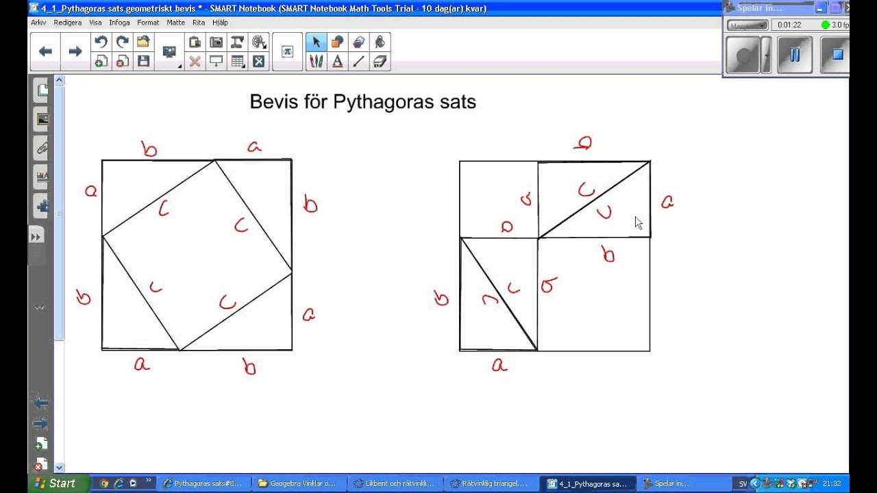 Pythagoras sats Geometriskt bevis - YouTube